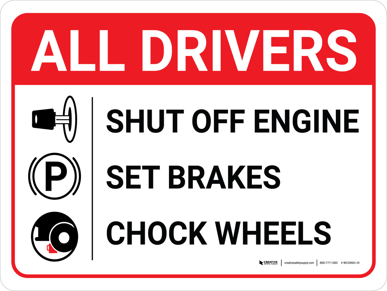 All Drivers: Shut Off Engine Set Brakes Chock Wheels Landscape with ...