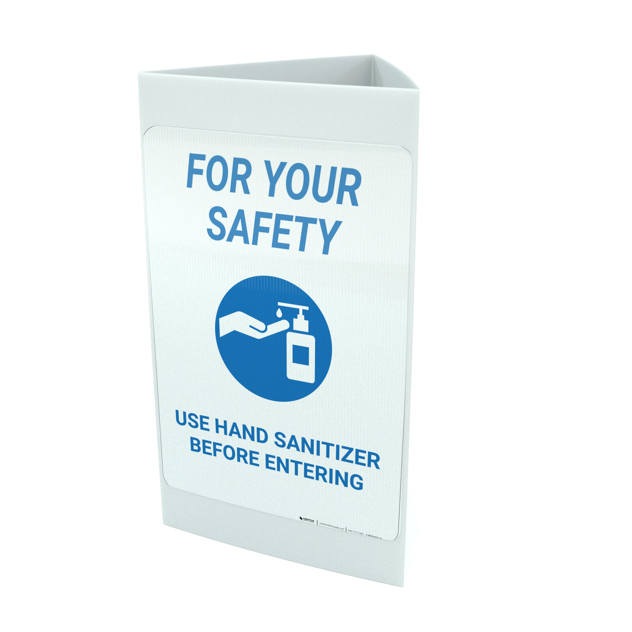 For Your Safety: Use Hand Sanitizer Before Entering - Tri-fold Sign