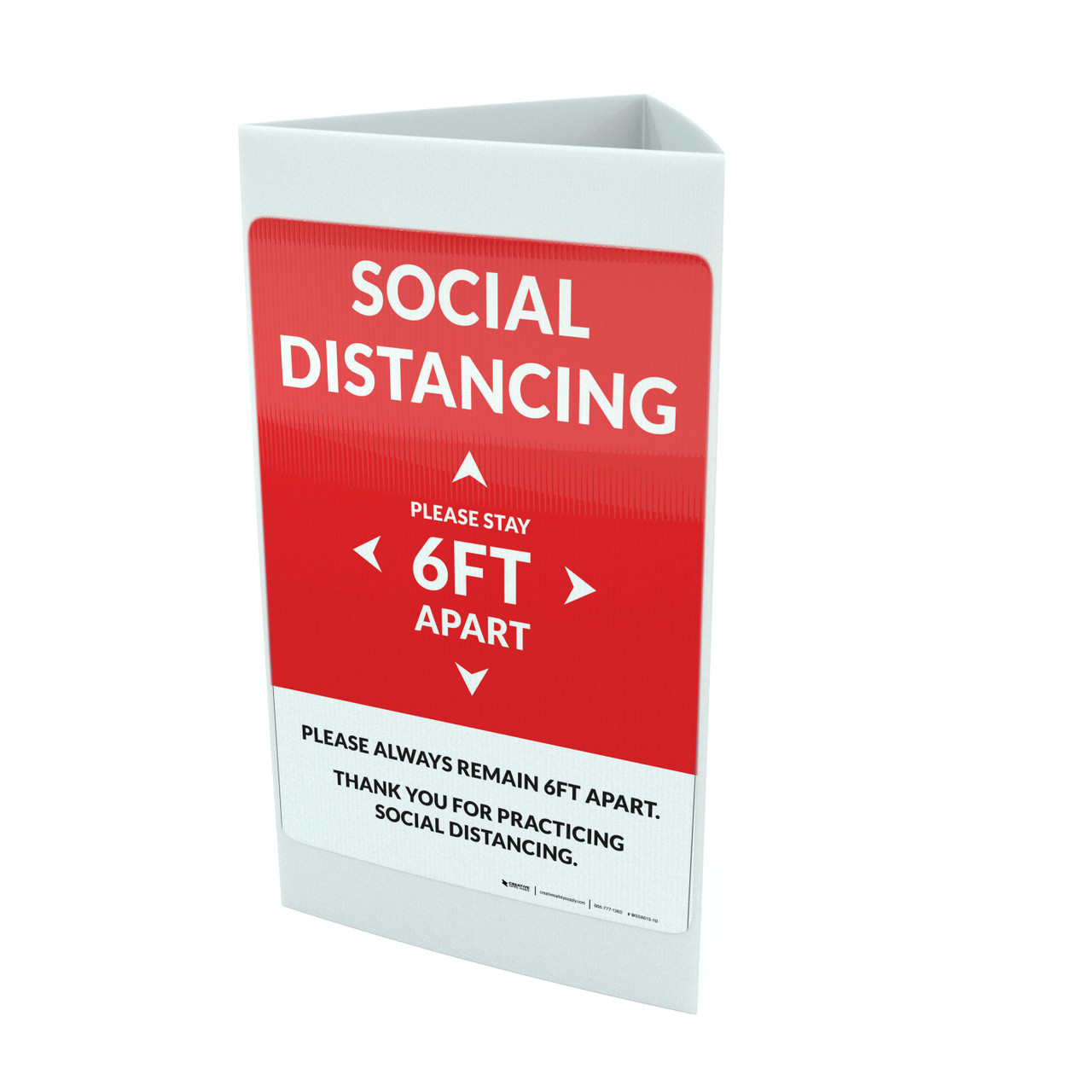 Social Distancing Please Stay 6Ft Apart Red Portrait - Tri-fold Sign