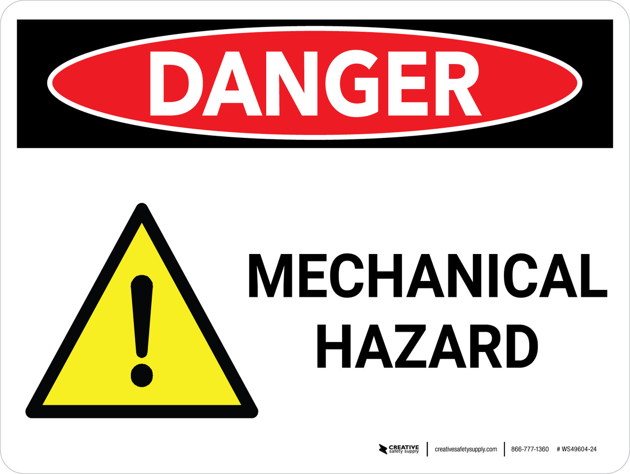 Danger: Mechanical Hazard Landscape with Graphic - Wall Sign