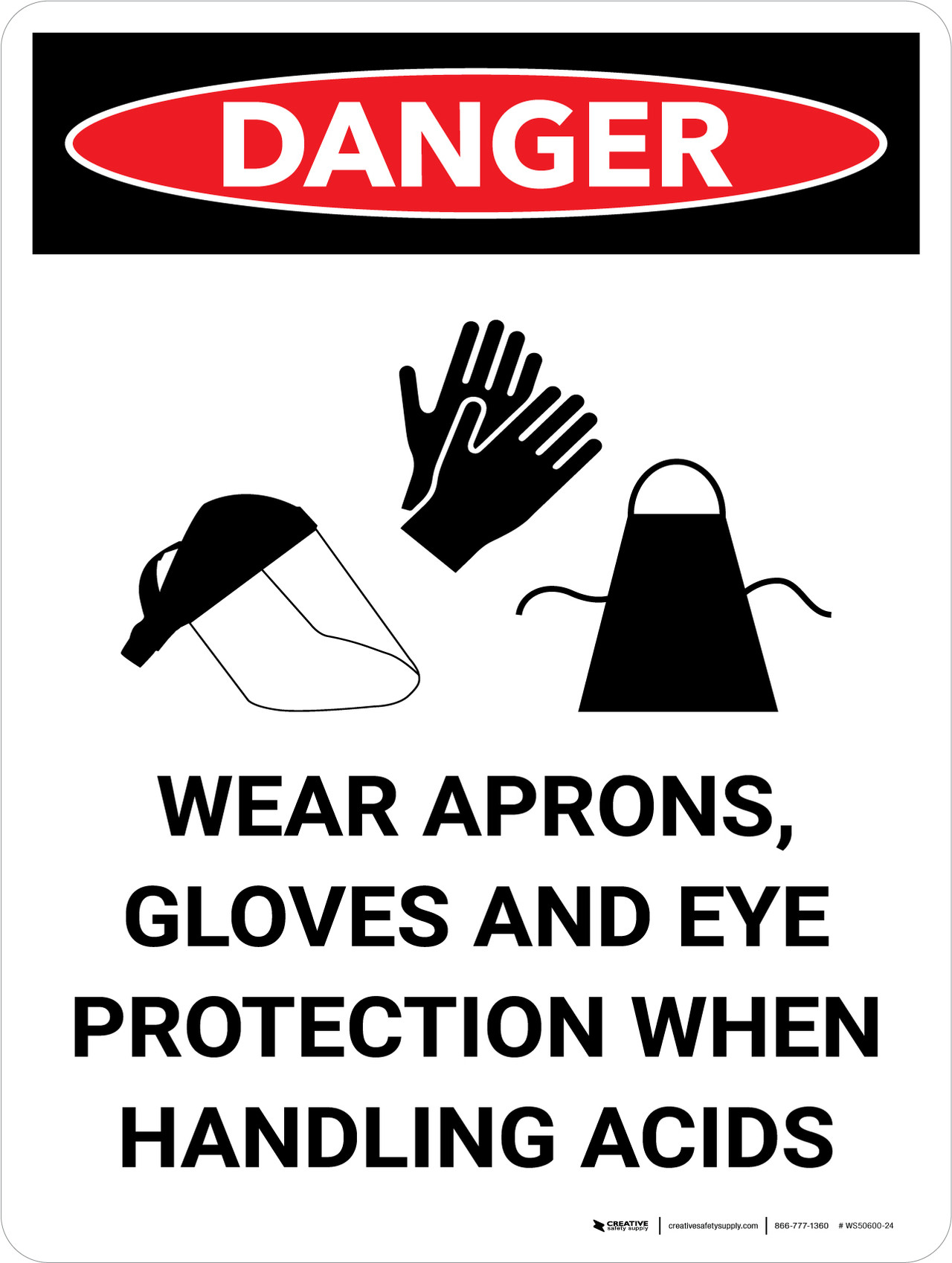Danger: PPE Aprons Gloves Eye Protection Handling Acid Portrait with ...
