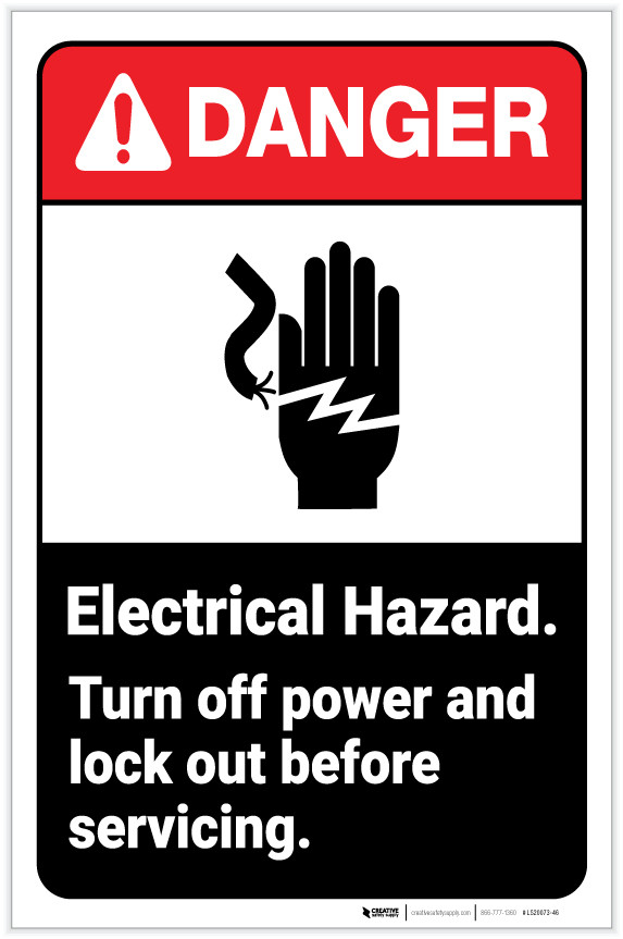 Danger: Electrical Hazard - Turn Off Power and Lock Out ANSI with Icon ...