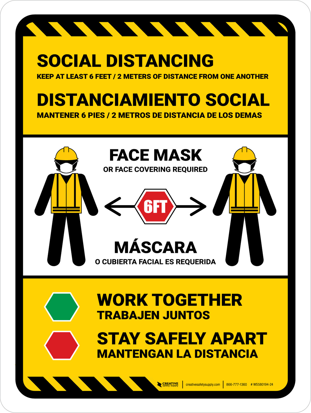 Work-Site Covid-19 Safety Precautions (Face Mask) with Icons Bilingual ...