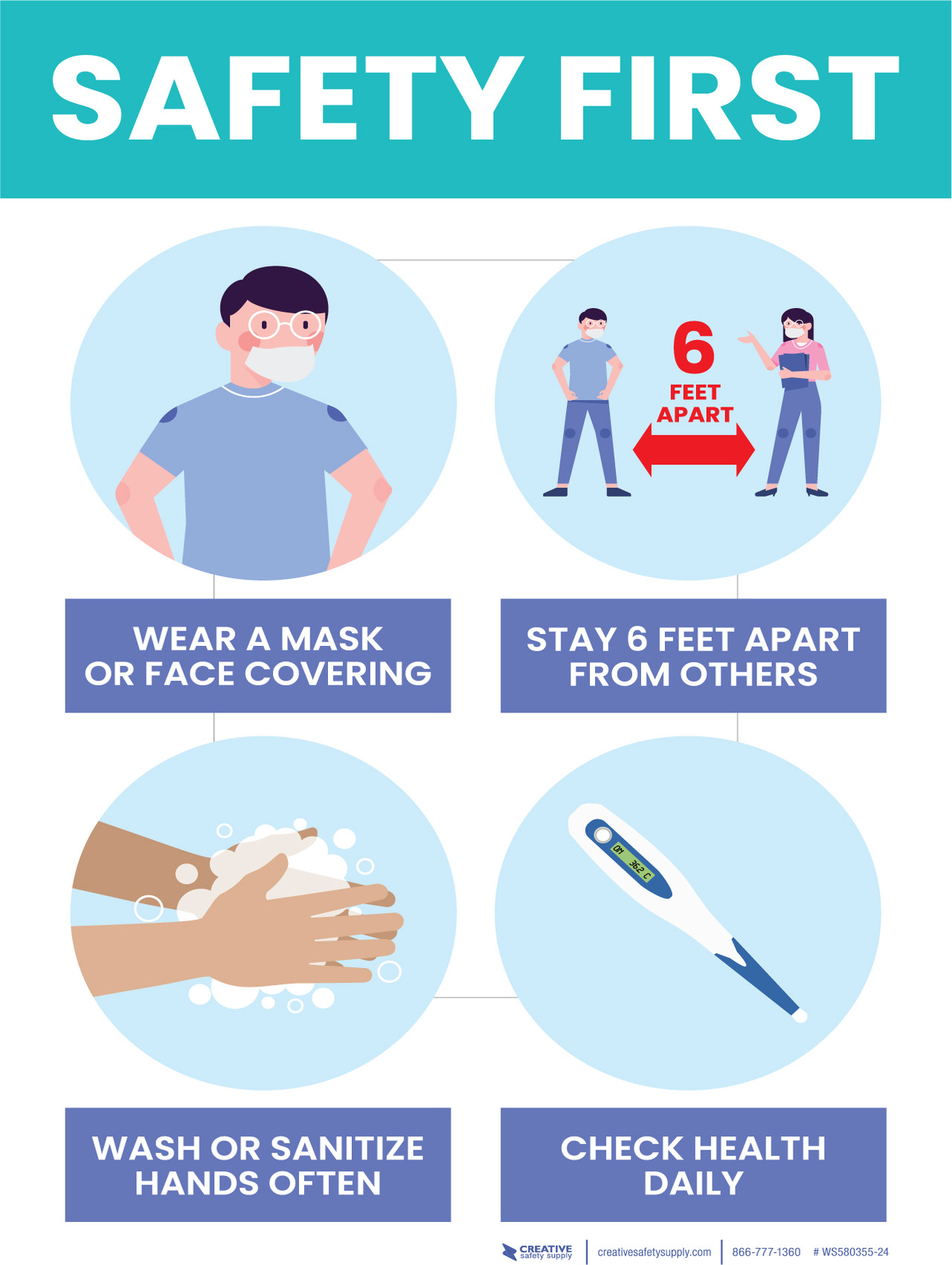 Safety First: Wear a Mask, Social Distancing, Wash Hands, and Check ...