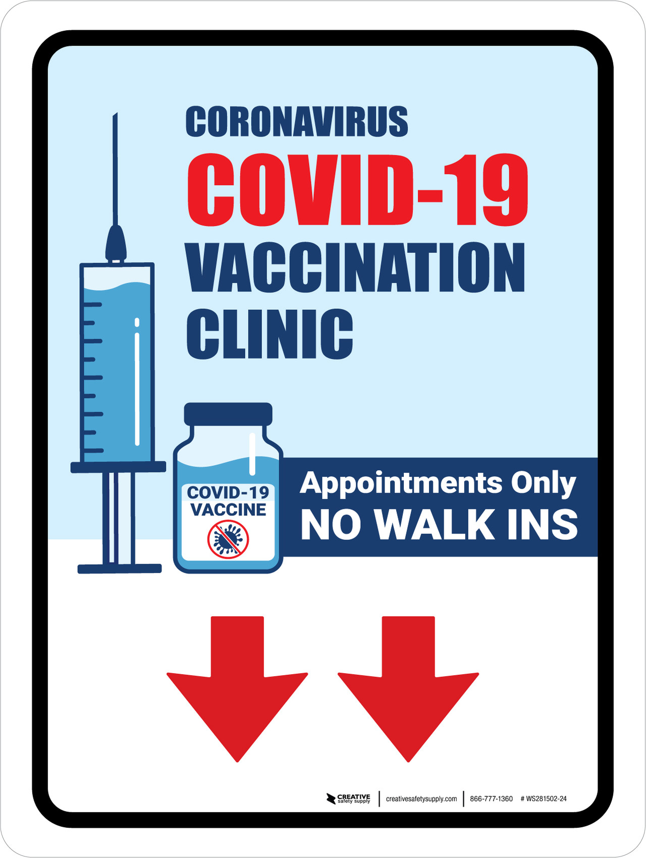 Covid-19 Vaccine Clinic: Appointments Only - No Walk Ins down Arrow ...