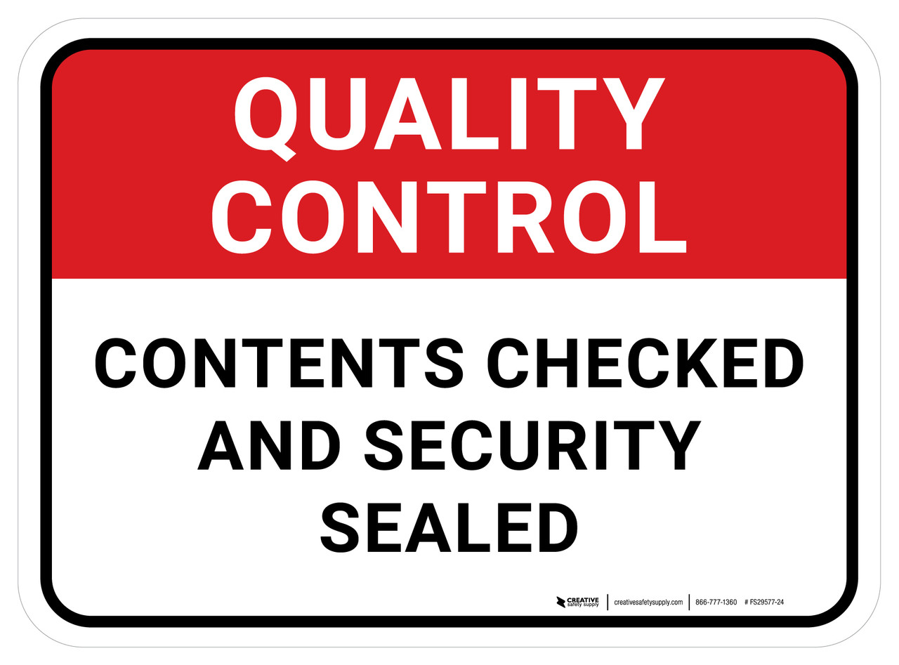 Quality Control: Contents Checked And Security Sealed Rectangular ...