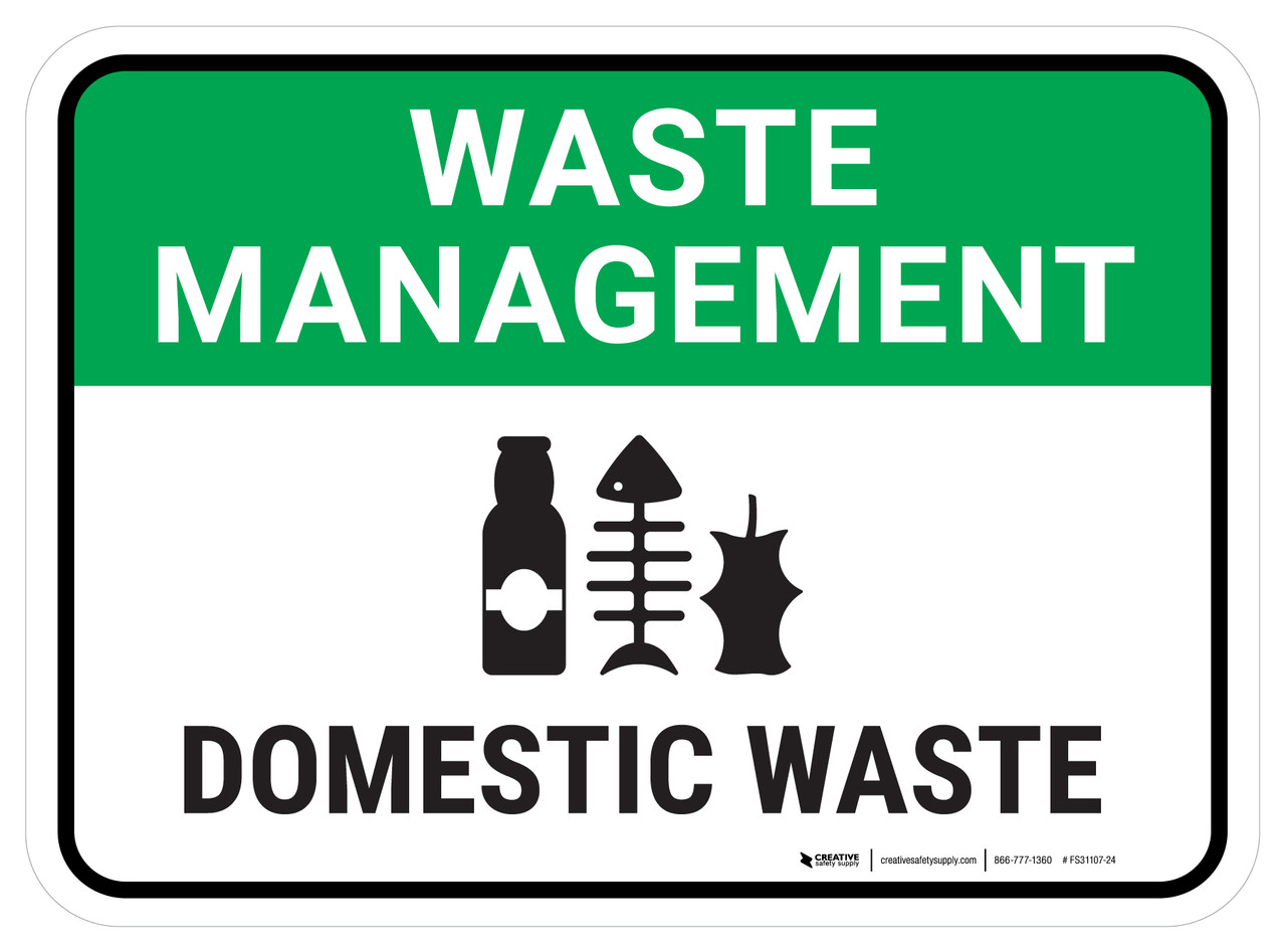 Waste Management: Domestic Waste with Icons Rectangular - Floor Sign