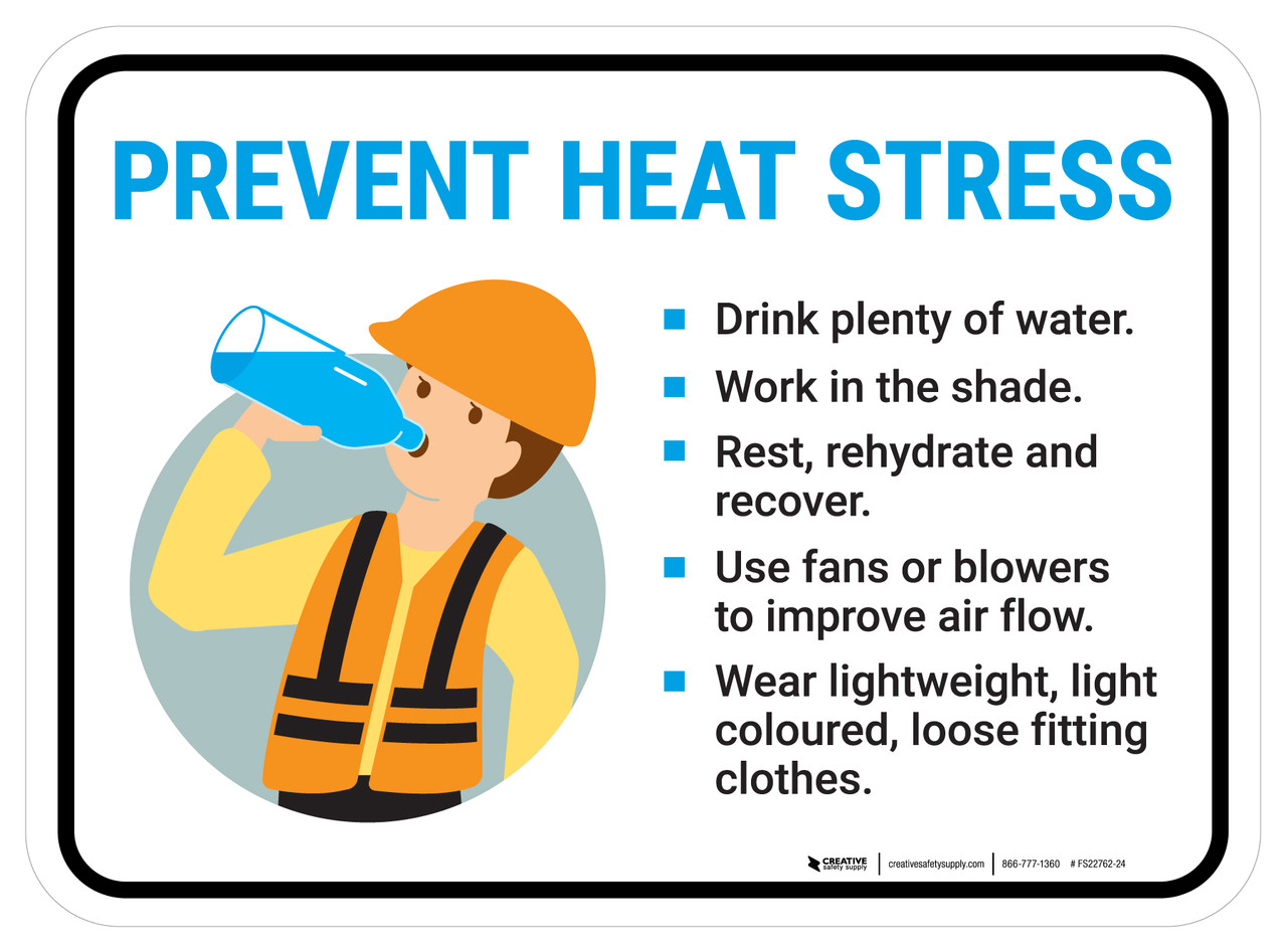 Prevent Heat Stress Dehydration Safety Rectangle - Floor Sign