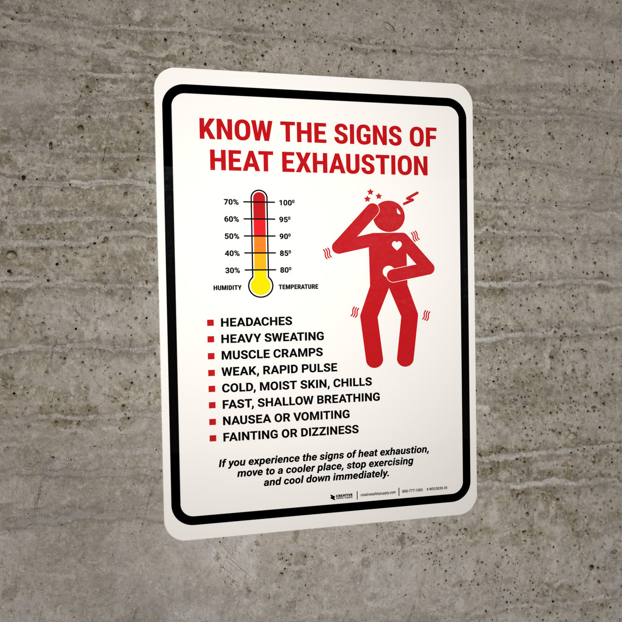 Know The Signs Of Heat Exhaustion Portrait - Wall Sign | Creative ...