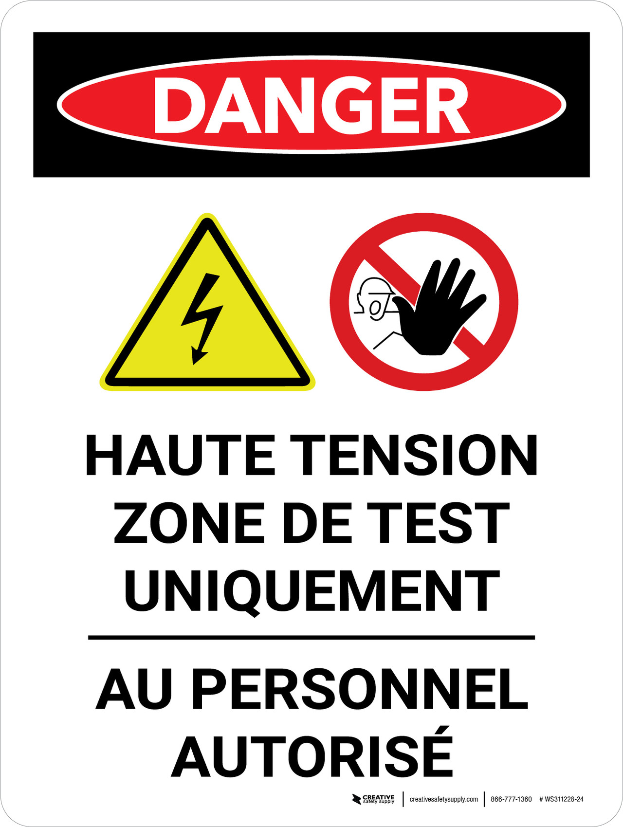 Danger: Haute Tension de la Zone d'Essai (Danger: High Voltage Test ...