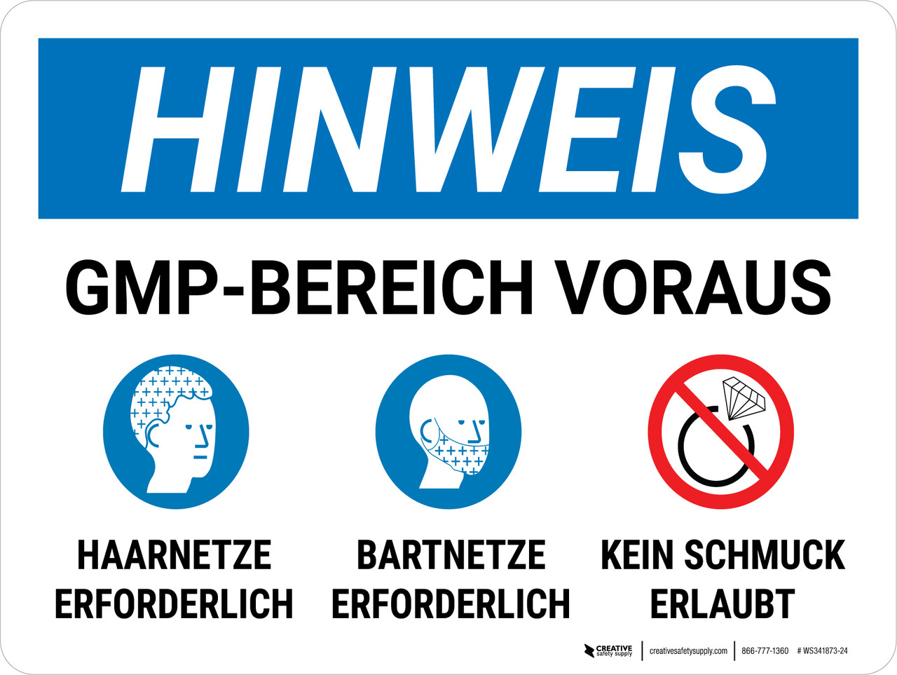 Hinweis - GMP-bereich voraus (Notice - GMP Area Ahead) with Icons ...