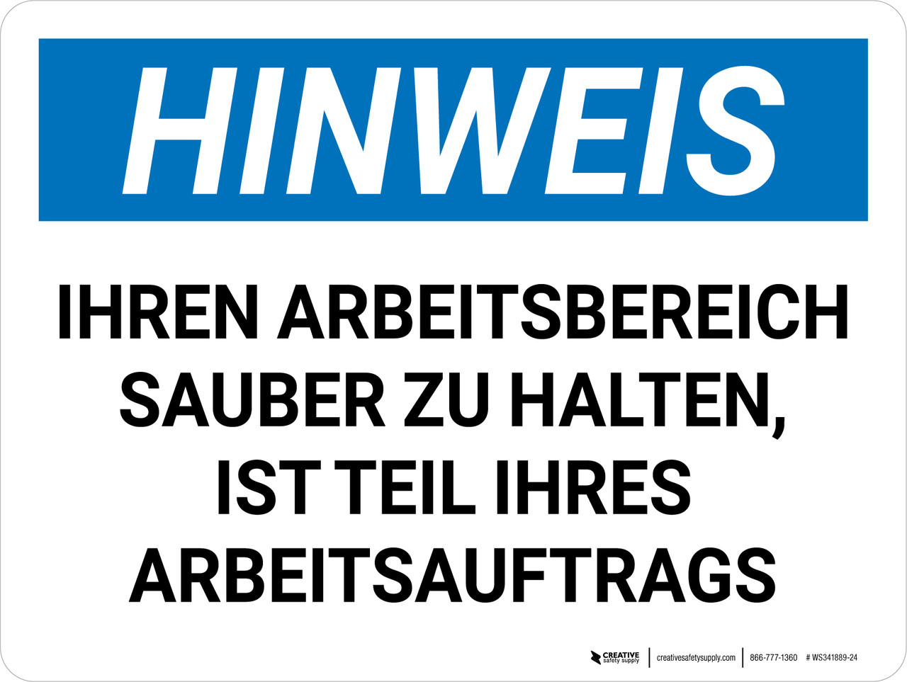 Hinweis - Ihren Arbeitsbereich Sauber zu Halten ist Teil Ihres ...