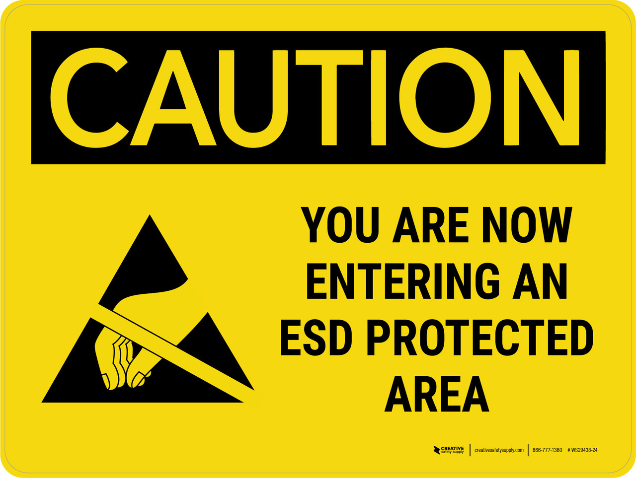 Caution: You Are Now Entering an ESD Protected Area Landscape - Wall Sign