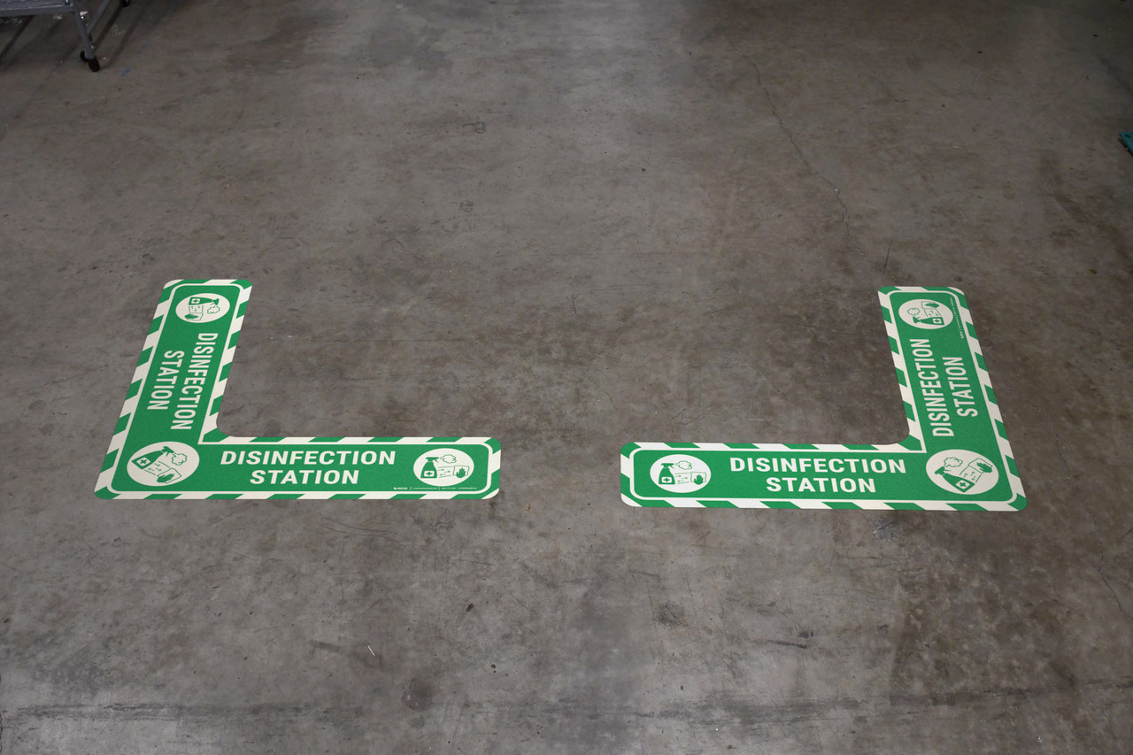 Disinfection Station - Floor Sign Corner | Creative Safety Supply