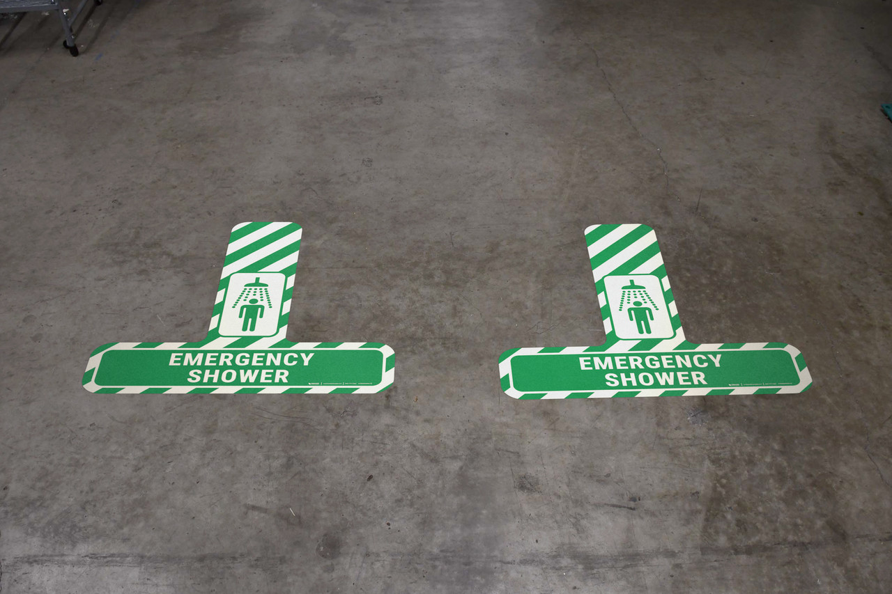 Emergency Shower - Floor Sign T's | Creative Safety Supply