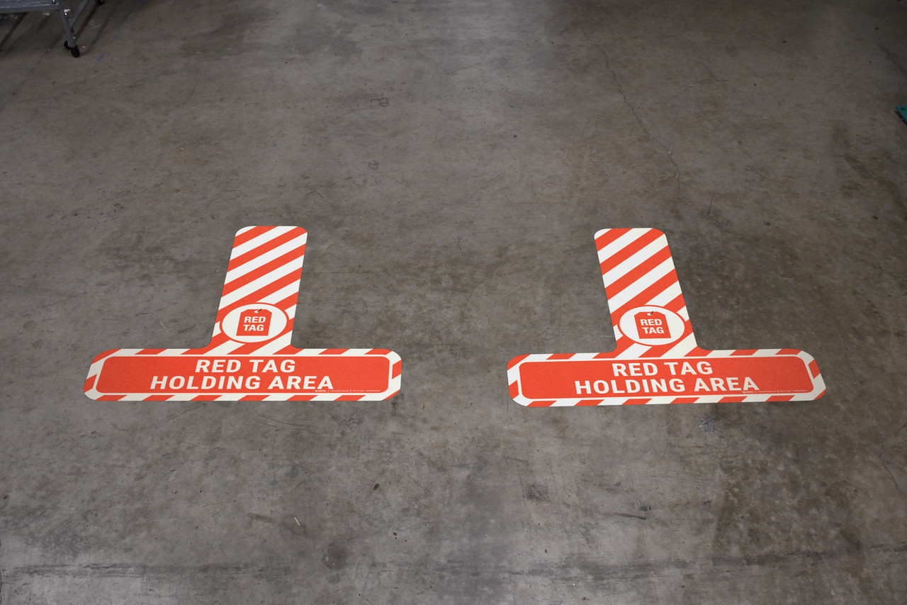 Red Tag Holding Area - Floor Sign T's | Creative Safety Supply