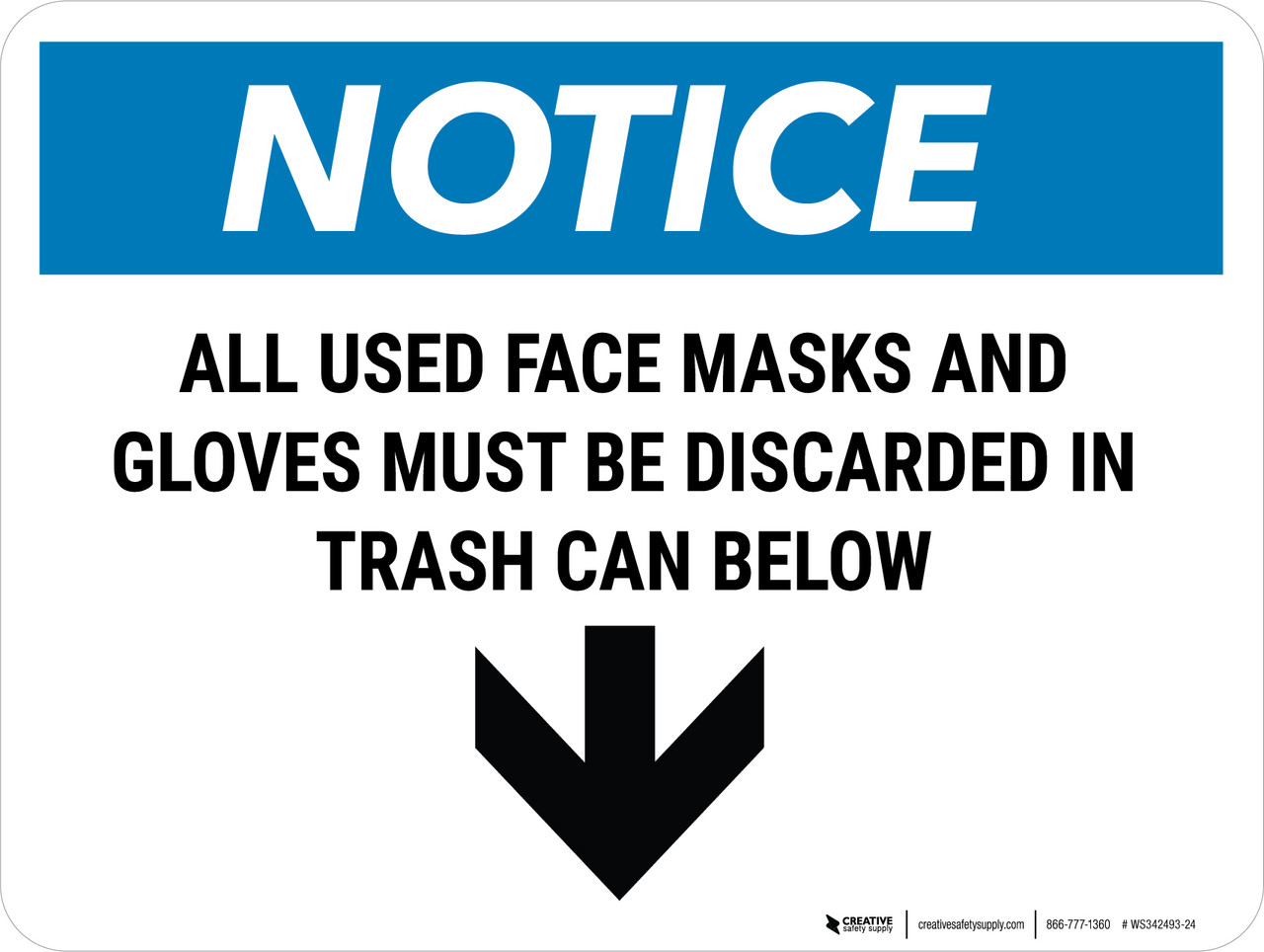 Notice: All Used Face Masks and Gloves Must Be Discarded in Trash Can ...