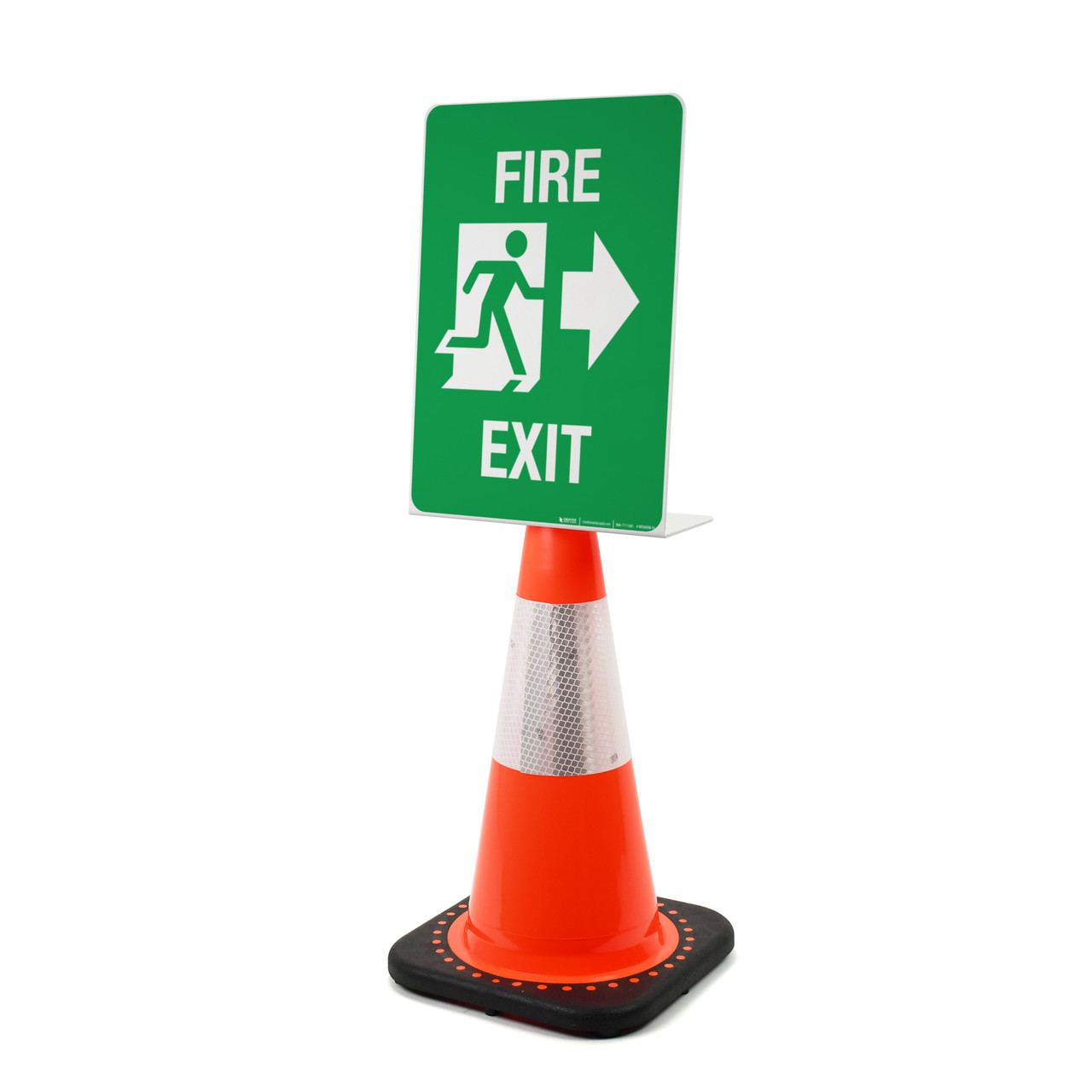 Fire Exit with Icon Arrow Right Portrait - Single-Sided Cone Signs