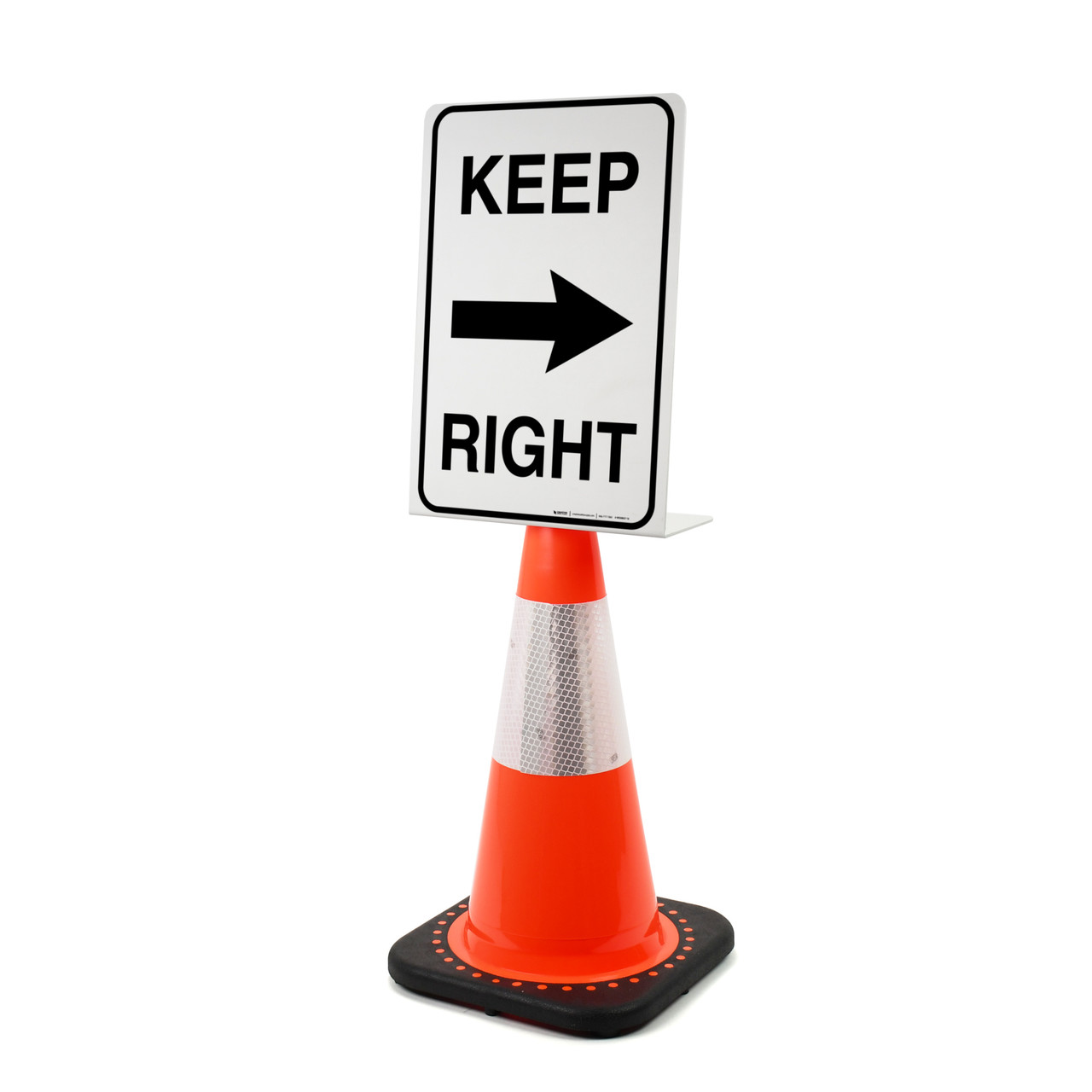 Keep Right with Arrow Right Portrait - Single-Sided Cone Signs