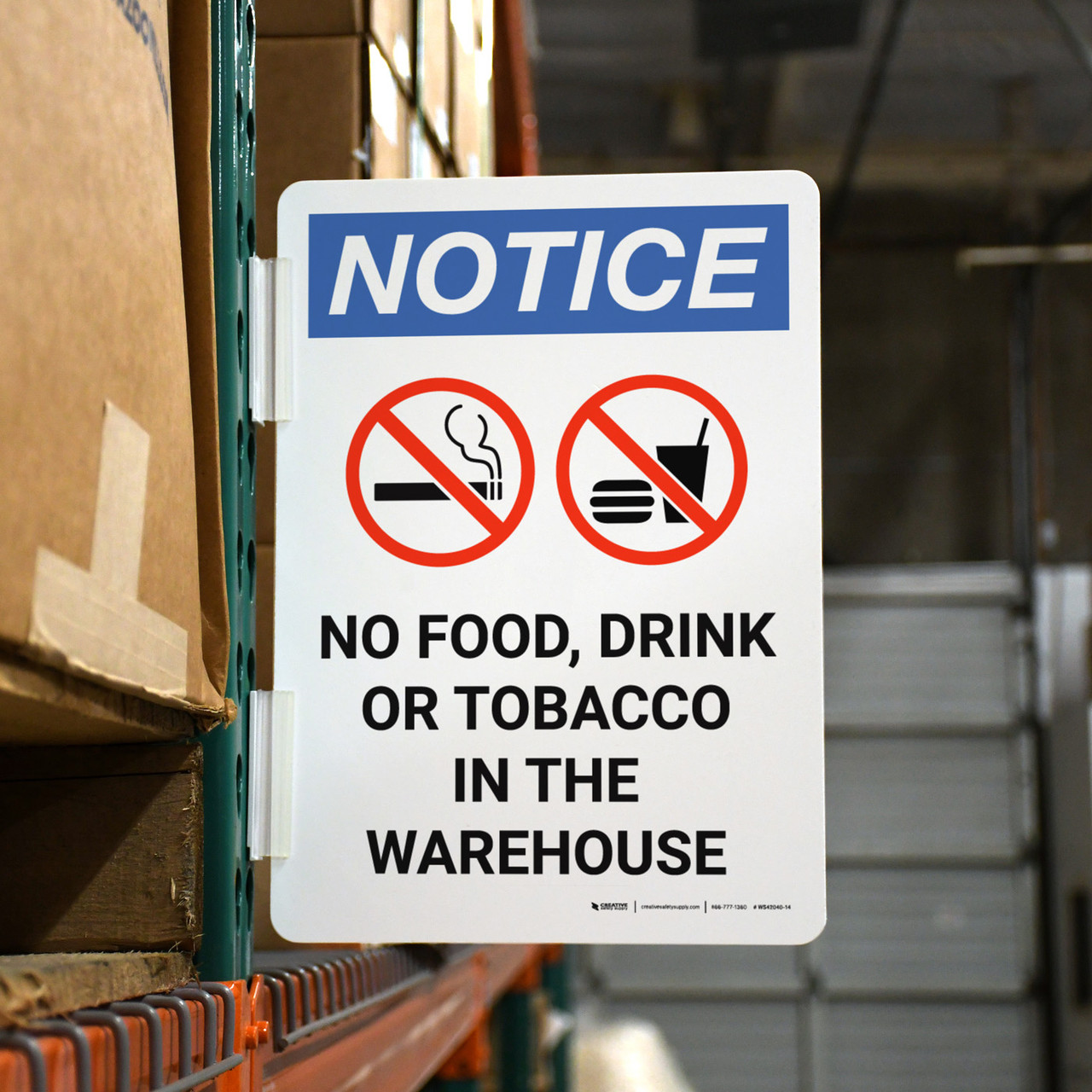 Notice: No Food, Drink, Or Tobacco in The Warehouse with Icon Portrait ...