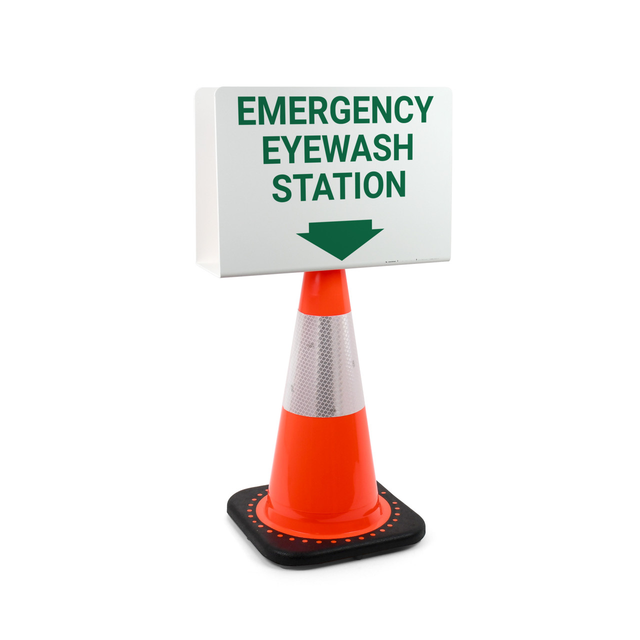 Emergency Eyewash Station Arrow Down Landscape - Double-Sided Cone Sign