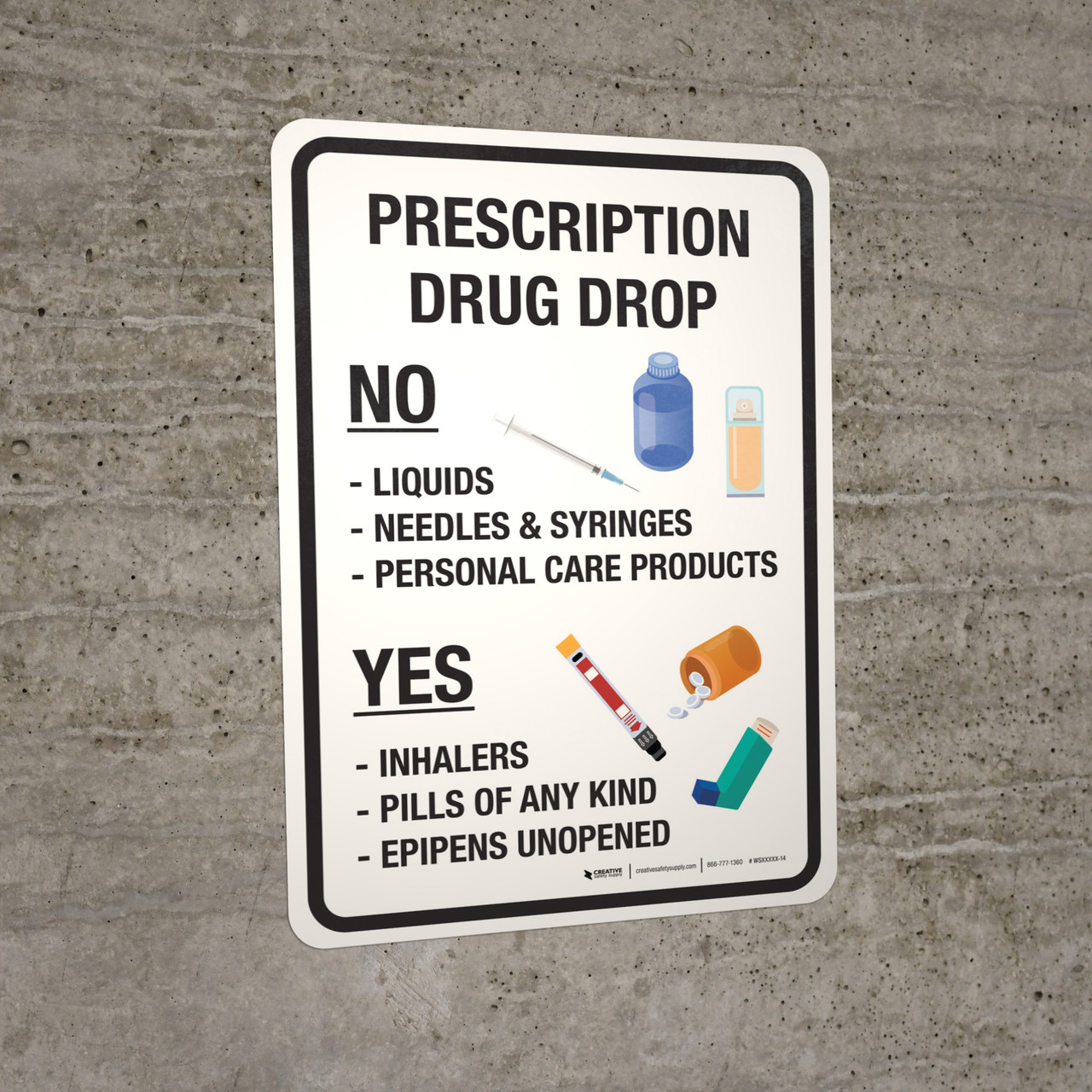 Prescription Drug Drop Portrait - Wall Sign | Creative Safety Supply