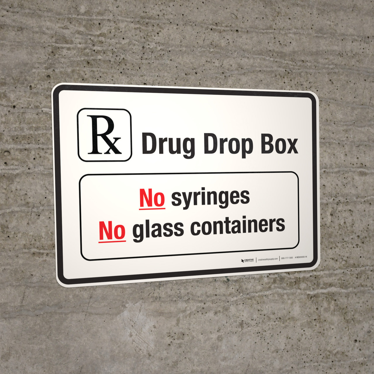 Rx Drug Drop Box - No Syringes No Glass Containers Landscape - Wall ...