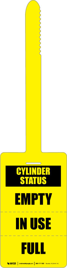Cylinder Status: Empty/In Use/Full Yellow - Self-Locking Tear-Off Tag