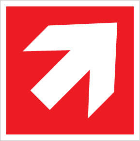 Direction Arrow 45° to the Right Fire Safety - IMO Glow Label