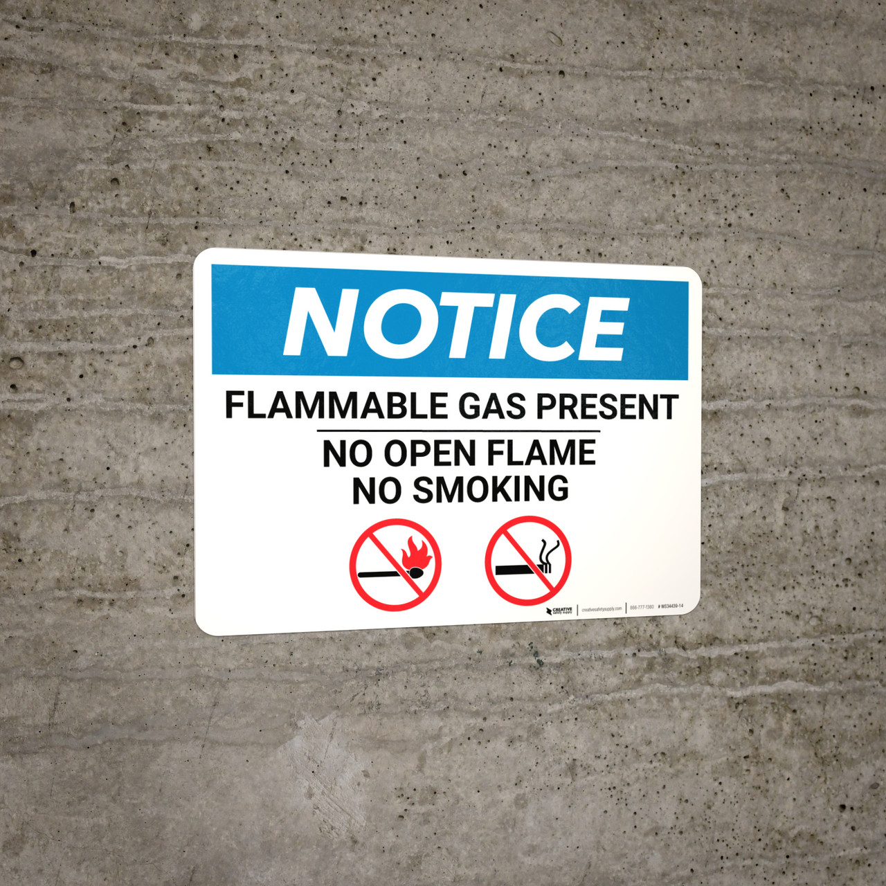 Notice: Flammable Gas Present No Open Flame No Smoking with Icons ...
