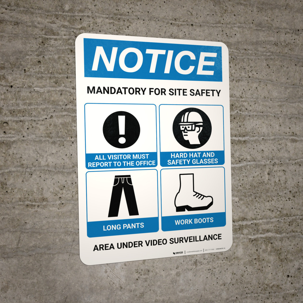 Notice: Mandatory For Site Safety Portrait with Icons - Wall Sign ...