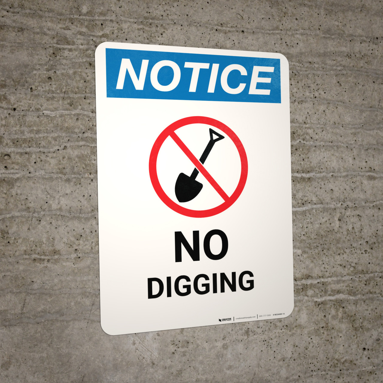Notice: No Digging with Icon - Wall Sign | Creative Safety Supply