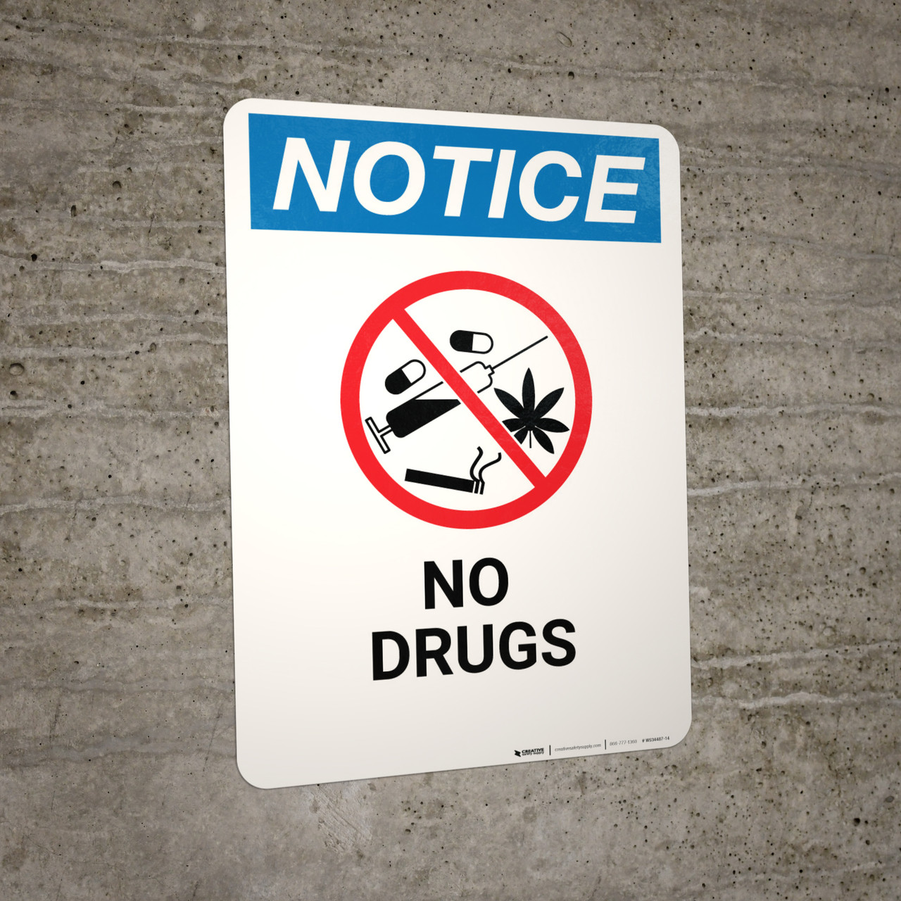 Notice: No Drugs with Icon - Wall Sign