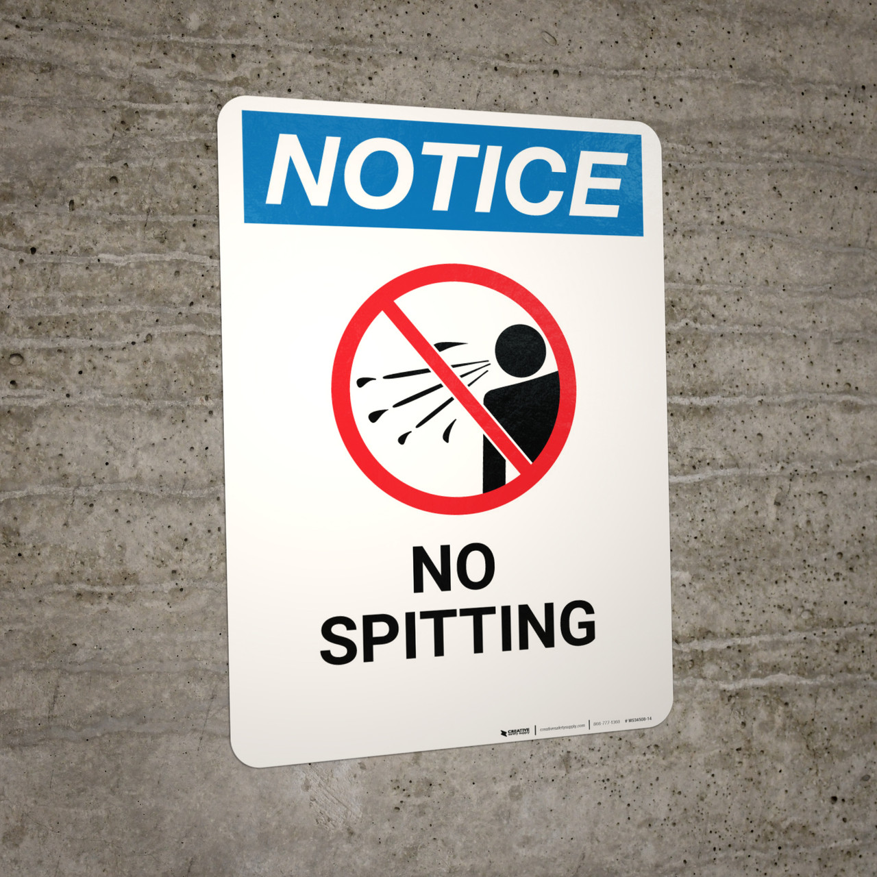 Notice: No Spitting with Icon - Wall Sign