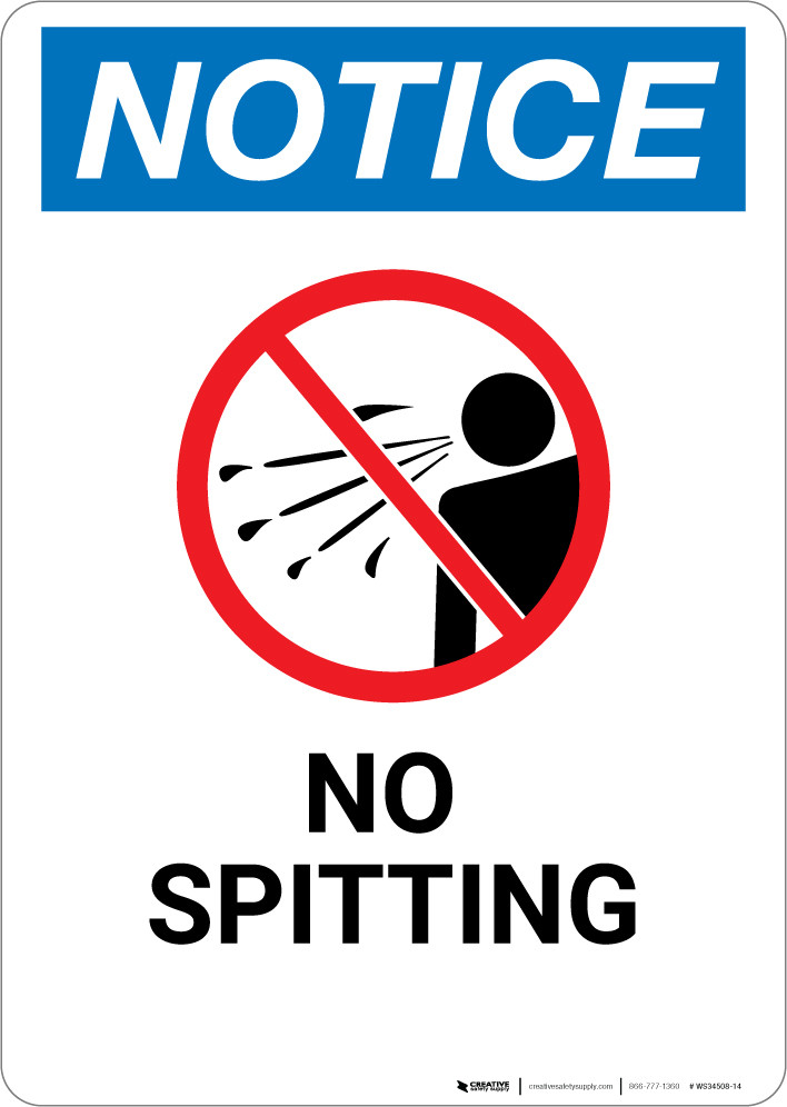 Notice: No Spitting with Icon - Wall Sign | Creative Safety Supply