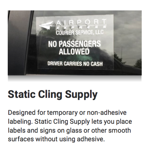 LabelTac Static Cling Supply