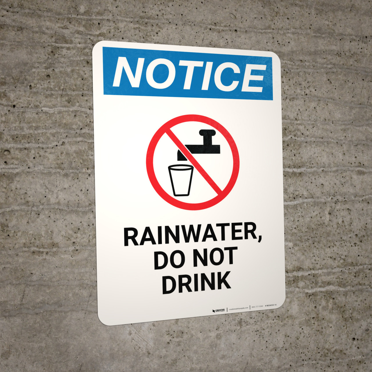 Notice: Rainwater Do Not Drink Portrait with Icon - Wall Sign ...