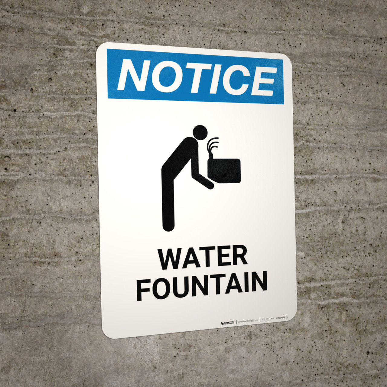 Notice: Water Fountain with Icon - Wall Sign