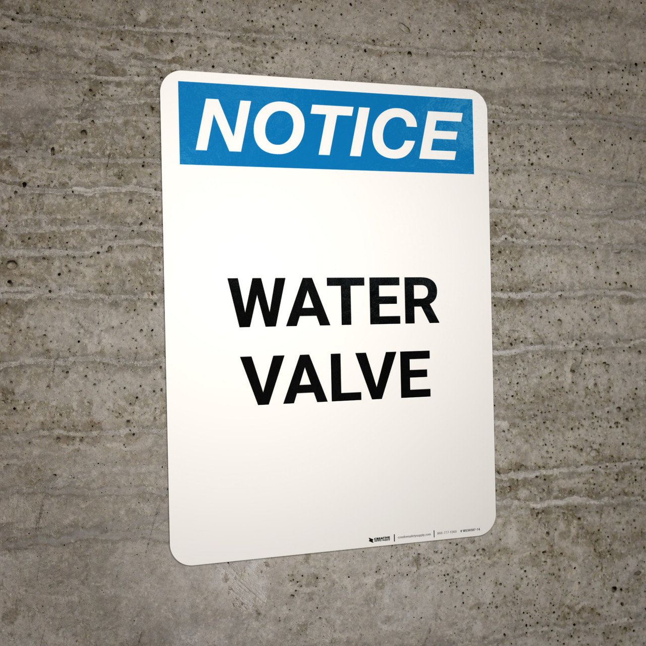 Notice: Water Valve - Wall Sign