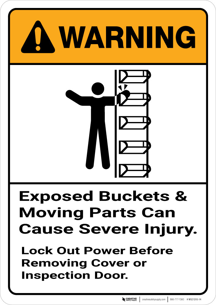 Warning: Exposed Buckets and Moving Parts Can Cause Severe Injury with ...
