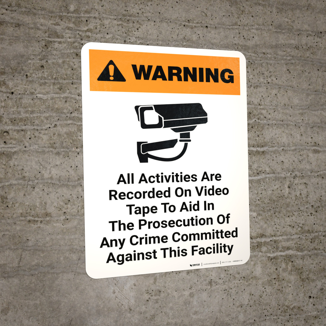 Warning: All Activities Are Recorded On Video Tape with Icon Portrait ...
