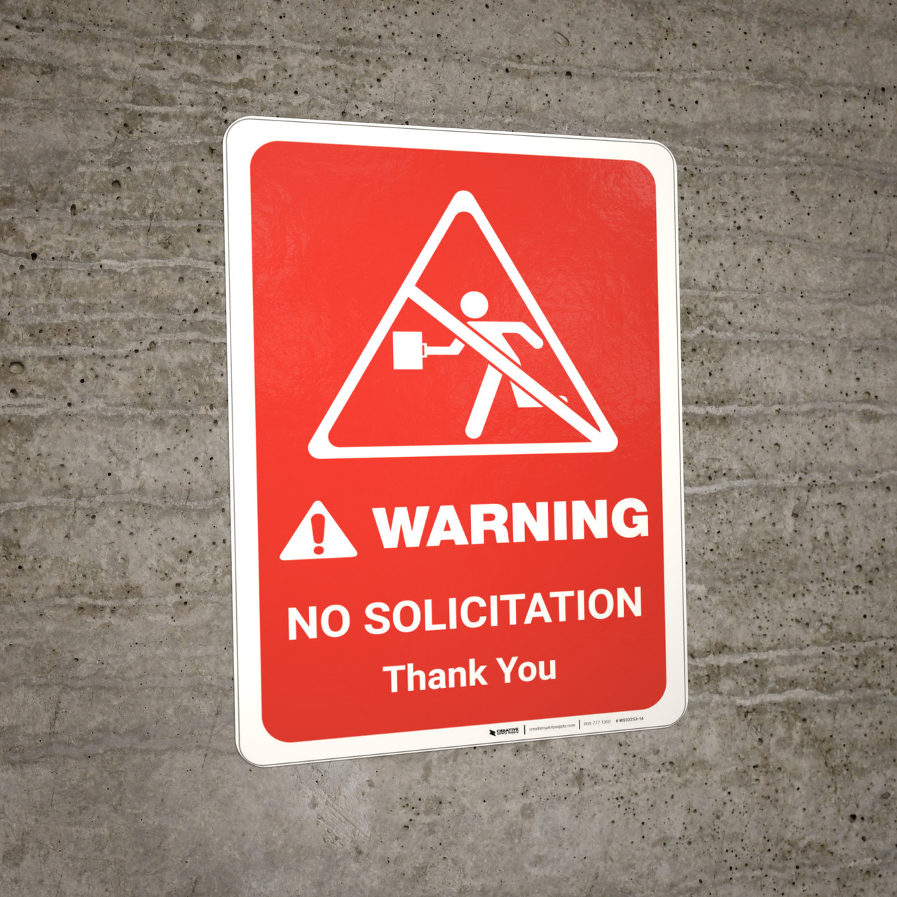Warning: No Solicitation Thank You with Icon Portrait - Wall Sign