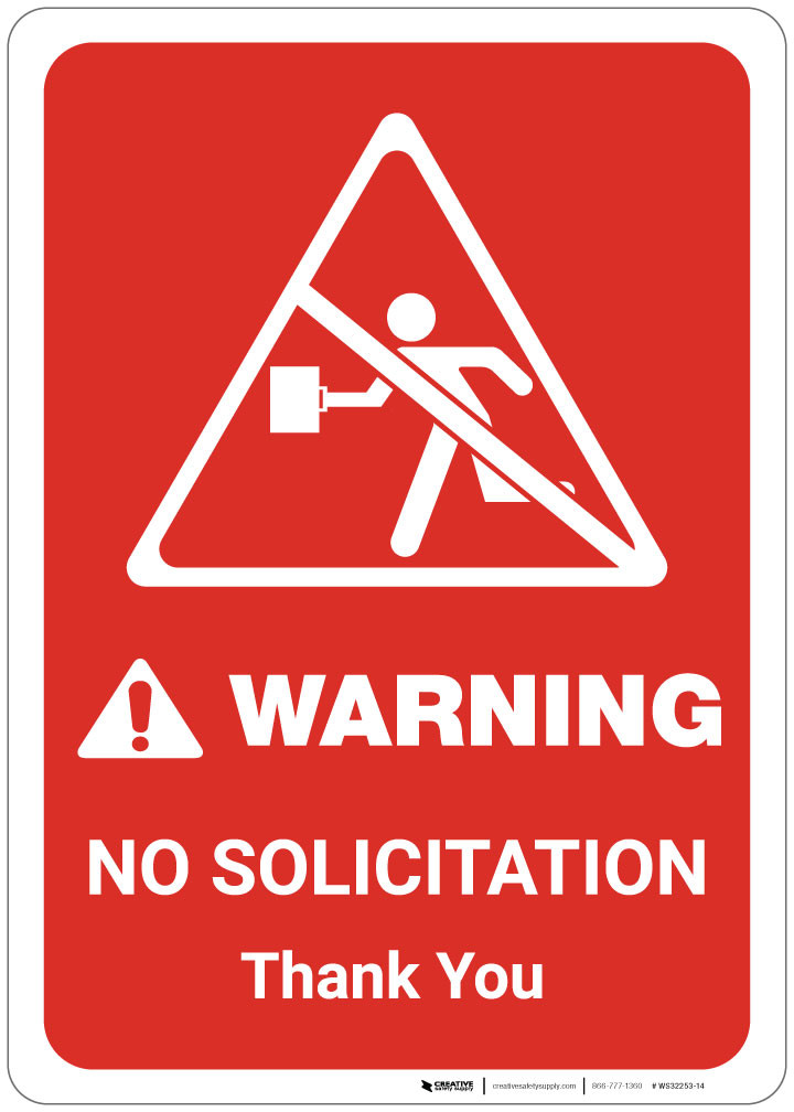 Warning: No Solicitation Thank You with Icon Portrait - Wall Sign