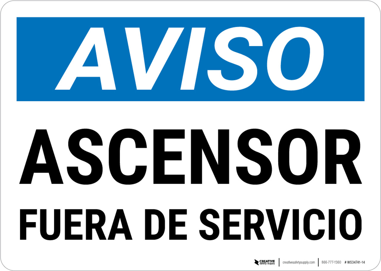 Notice Elevator Out Of Order Spanish Landscape Wall Sign Creative Safety Supply notice-elevator-out-of-order-spanish-landscape-wall-sign-creative-safety-supply