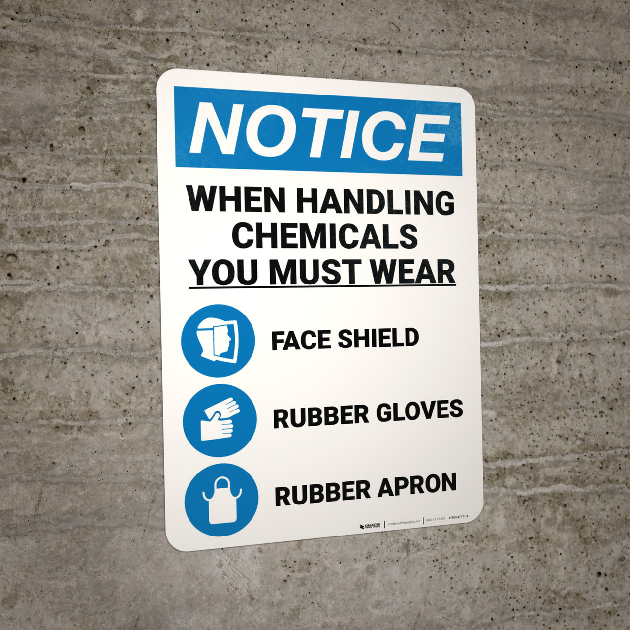 Notice: When Handling Chemicals Wear Face Shield Rubber Gloves Apron ...