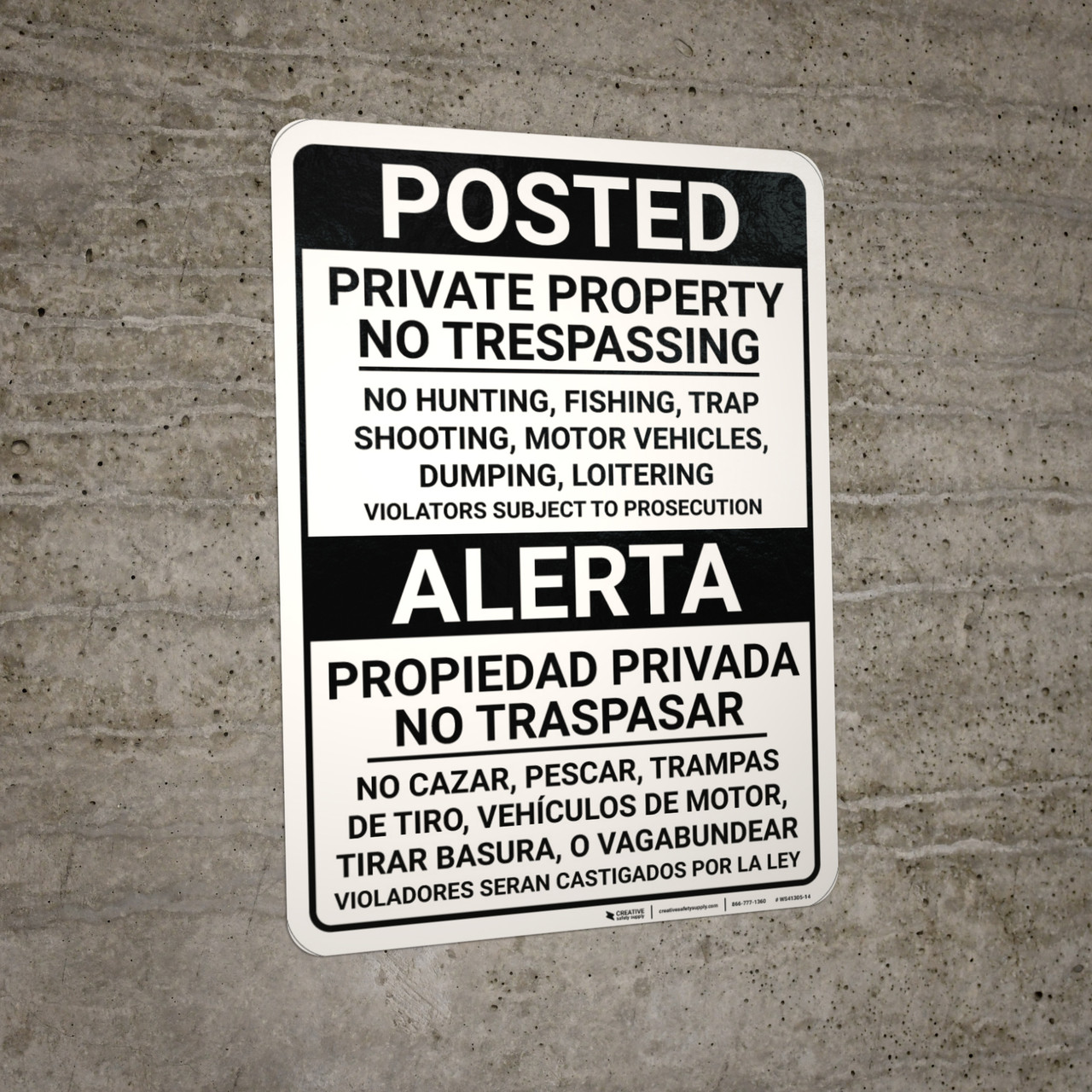 Bilingual Spanish Posted Private Property - Wall Sign