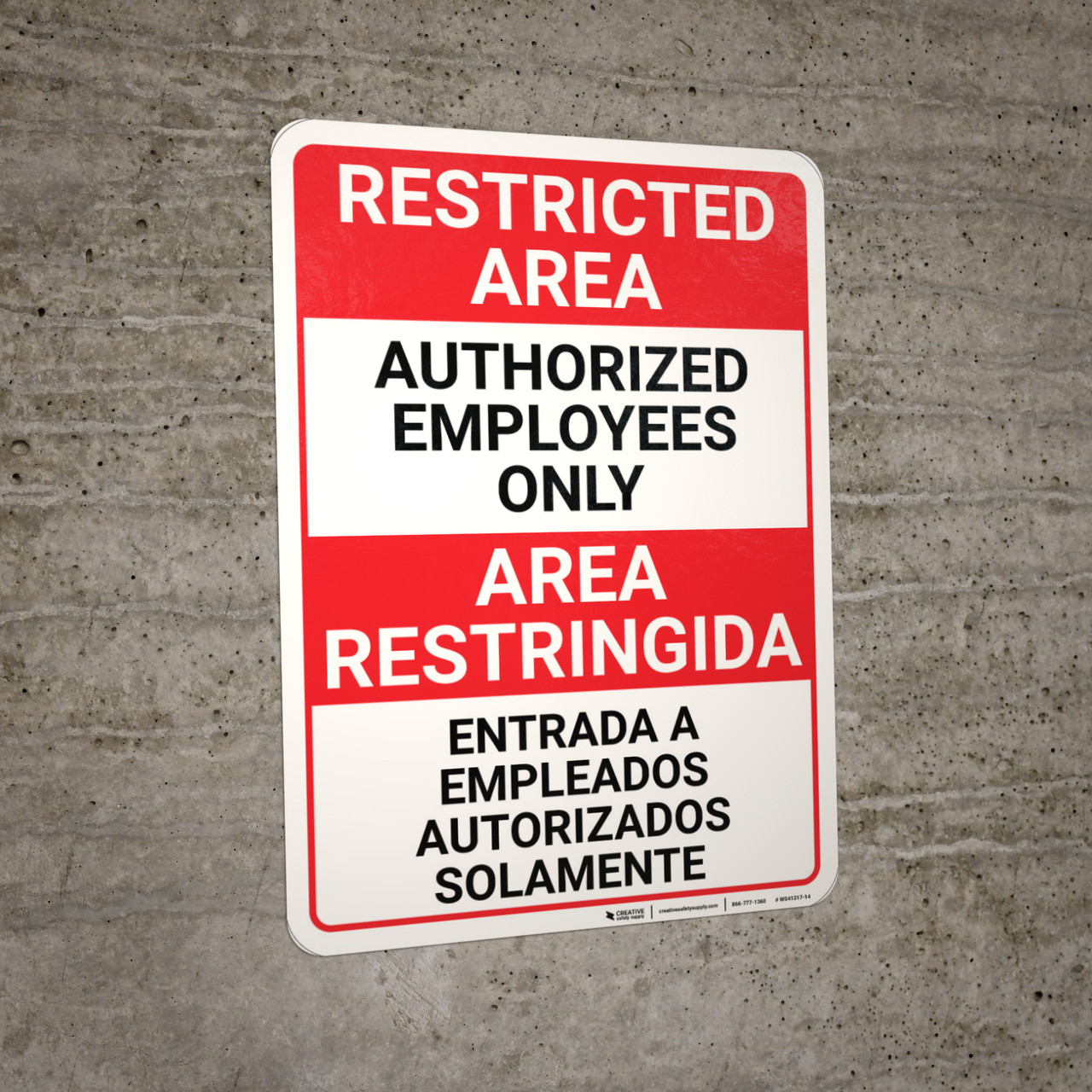 Bilingual Spanish Restricted Area Authorized Employees Only - Wall Sign