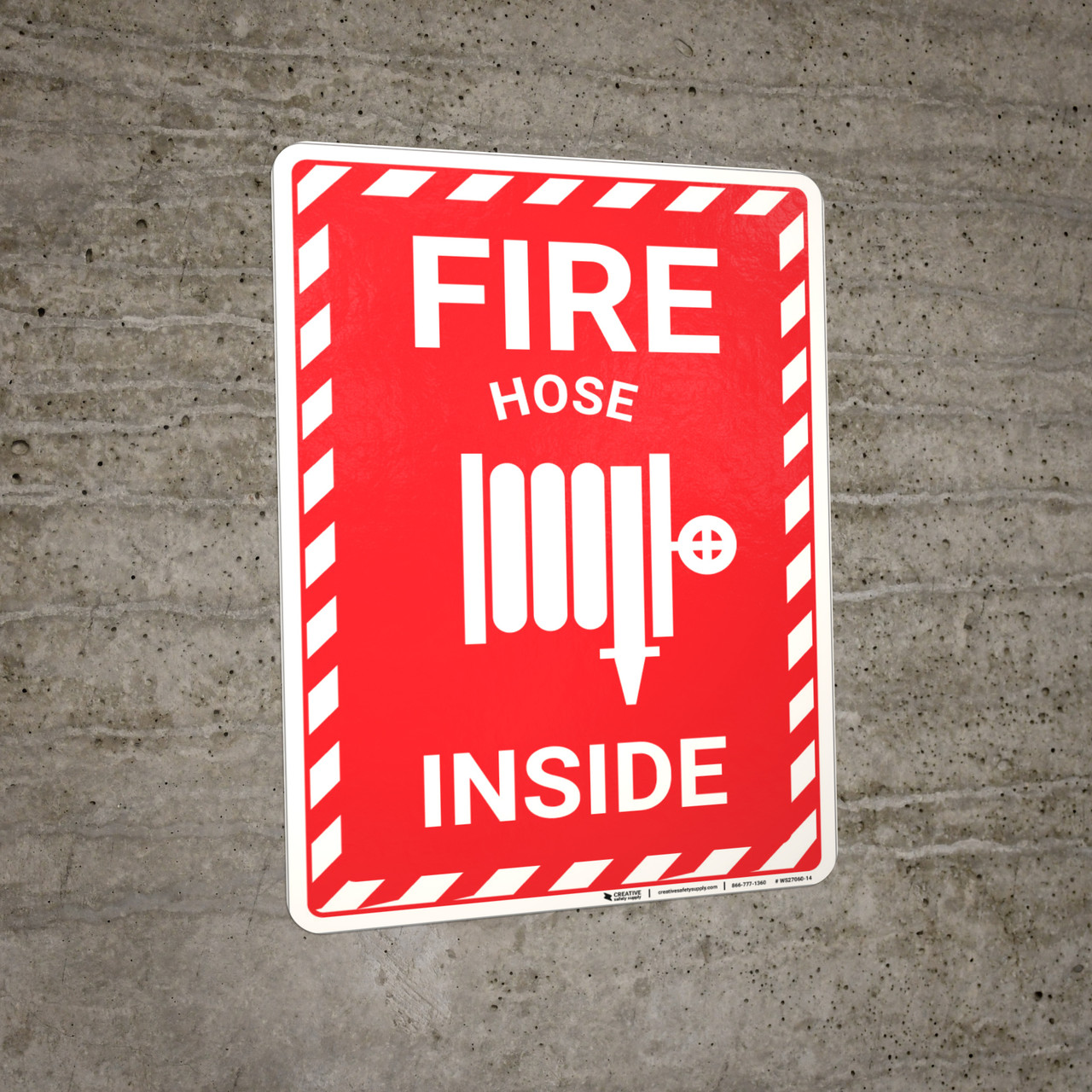 Fire Hose Inside Sign with Icon and Hazard Border Portrait - Wall Sign ...