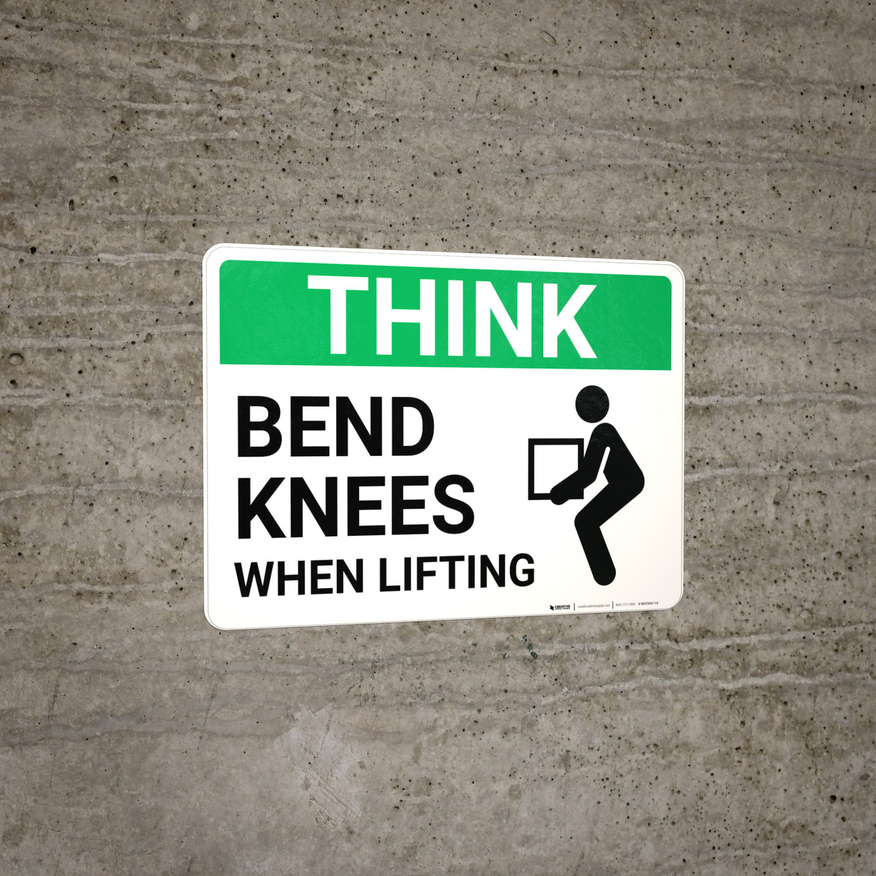 Think: Bend Knees When Lifting Person Lifting Icon Landscape - Wall Sign