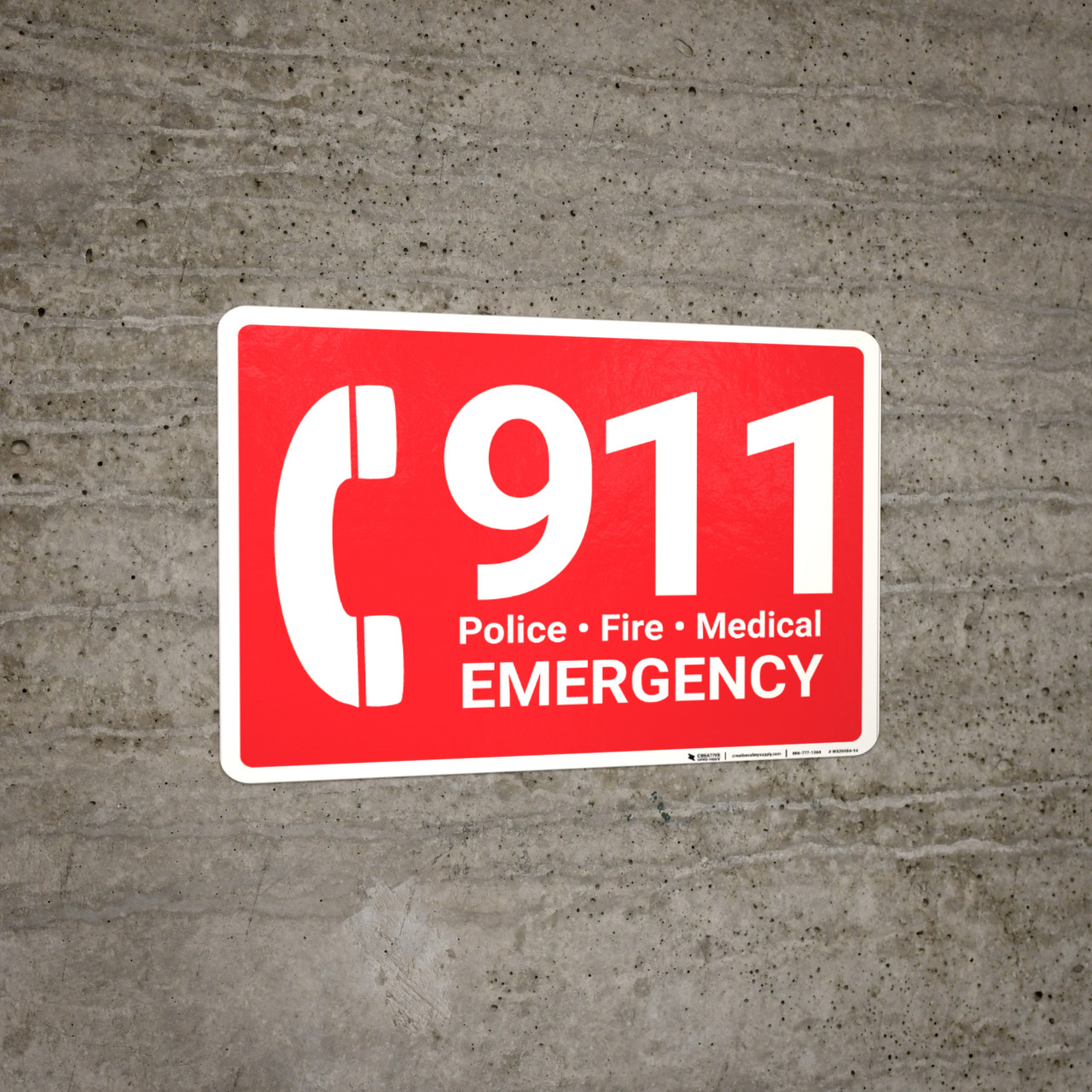 911 Police Fire Medical Emergency with Icon Landscape - Wall Sign ...